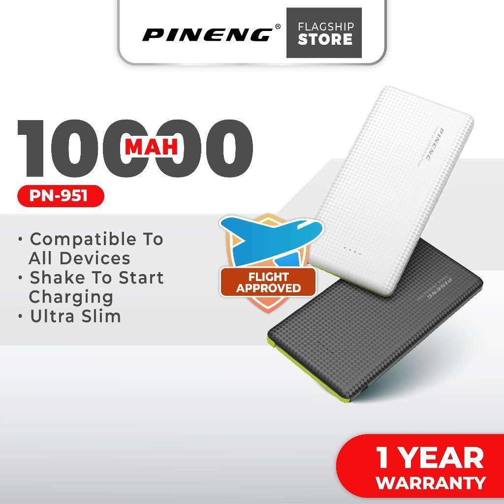 Pineng PN-951 10000mAh Ultra Slim Powerbank Built in Cable w/ MicroUSB ...