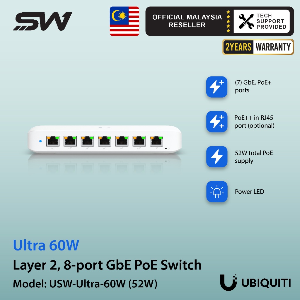 Ubiquiti USW-Ultra-60W 8 Port Layer 2 Managed Switch | Shopee Malaysia