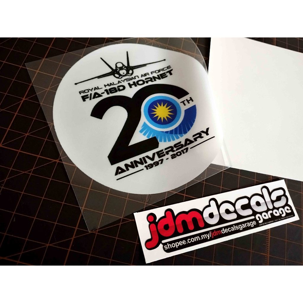 TUDM / RMAF FA-18D Hornet 20th Anniversary Car Windscreen Decal Sticker ...