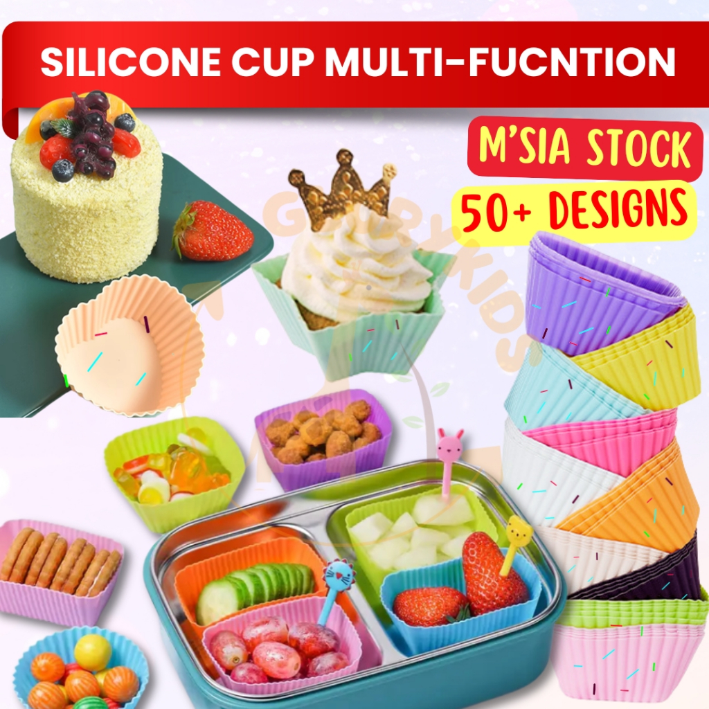 Bento Lunch Box Divider Silicone Cup Cawan Bekal Makanan Cup Cake Mould ...