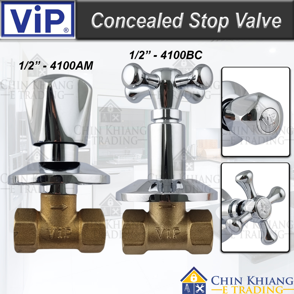 VIP 4100BC 4100AM Concealed Stopcock with Adjustable Wall Flange 1/2 ...