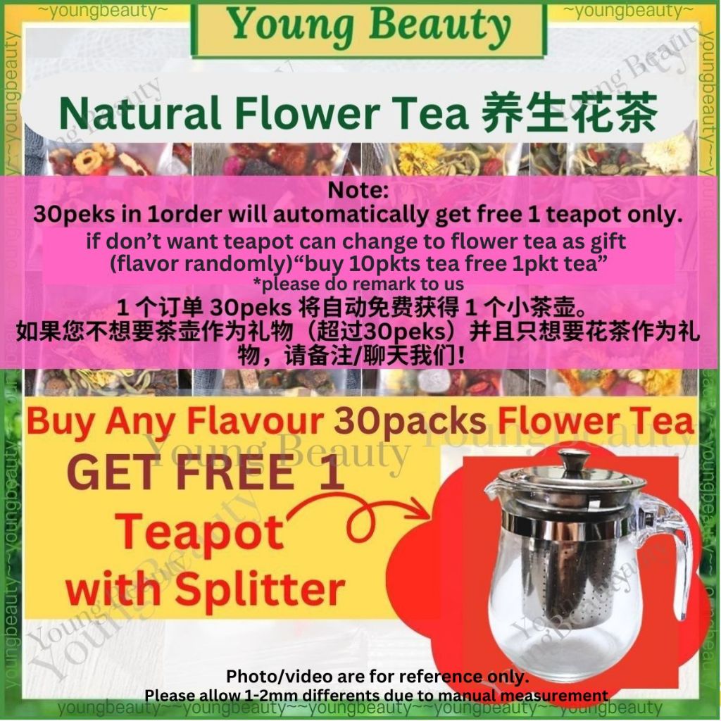 【BUY 30packs FREE 1teapot 350ml】Teh Bunga Natural Plant Flower Tea ...