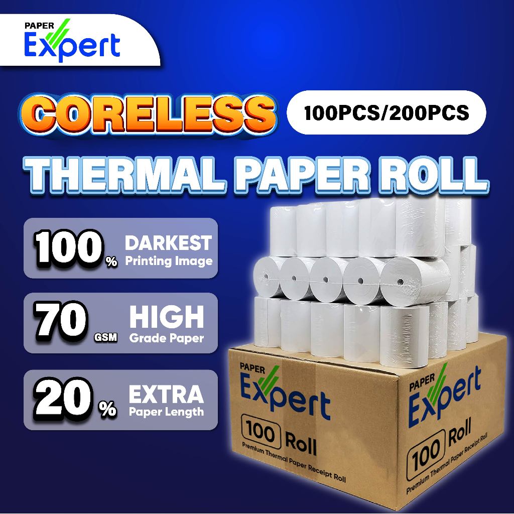 【Direct Factory】100pcs Thermal Paper Receipt Roll Pos Kertas Resit Cash ...