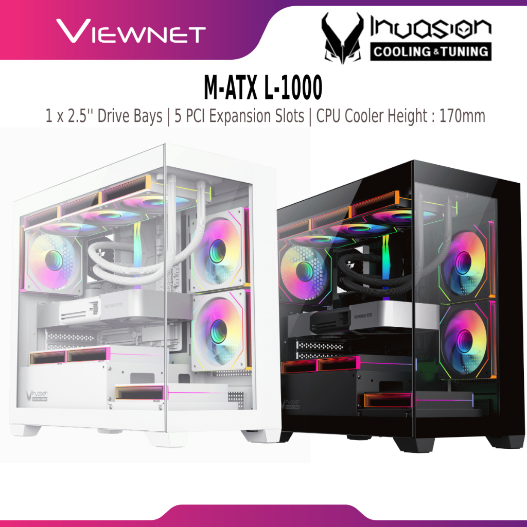 INVASION M-ATX L-1000 TG GAMING CASE WITH FULL TEMPERED GLASS PANELS ...