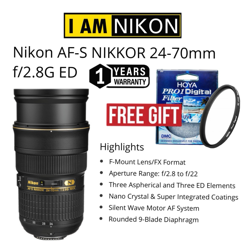 NIKON AF-S NIKKOR 24-70MM F/2.8G ED NANO CRYSTAL SUPER INTEGRATED ...