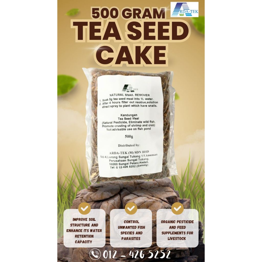 TEA SEED CAKE X 500GM / TEA SEED MEAL / NATURAL PESTICIDE / SNAIL ...