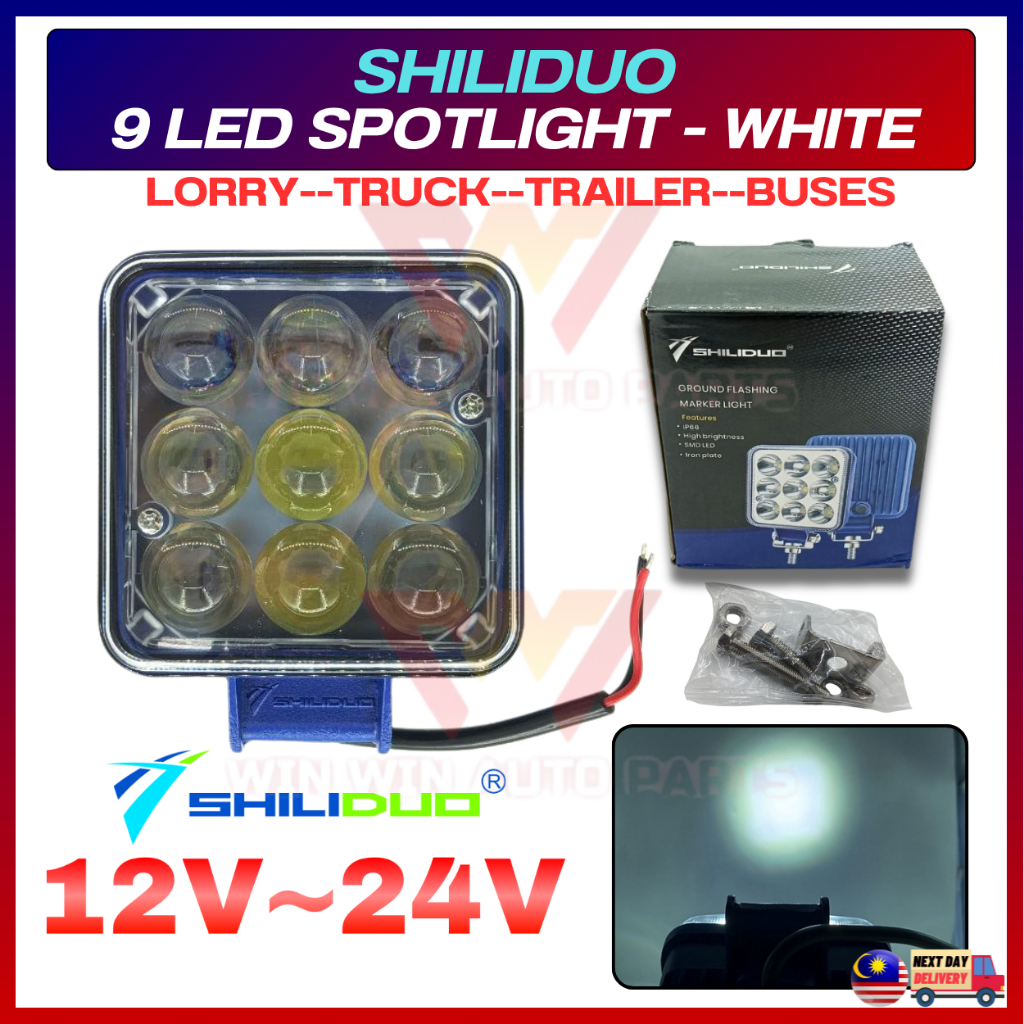 SHILIDUO SD-3410 12V-36V 9LED 4" Lampu Limpah Lori Spotlight Waterproof ...