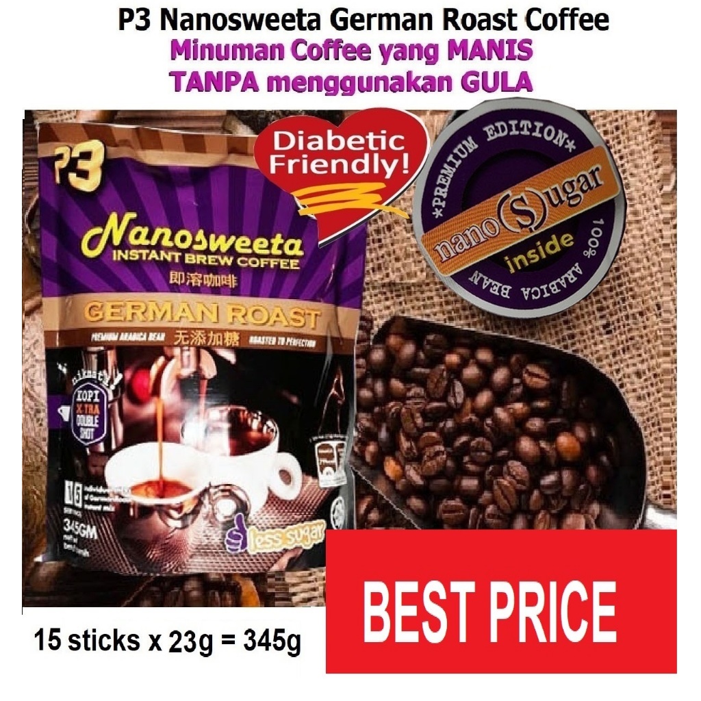 P3 Nanosweeta German Roast Coffee | p3 kopi| Low glycemic indexs ...
