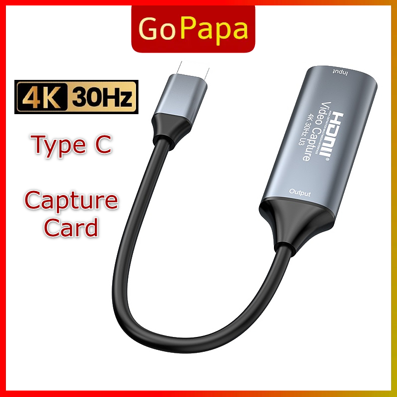 Type C USB-C HDTV Capture Card 4K Input Output Video Record DSLR Camera ...