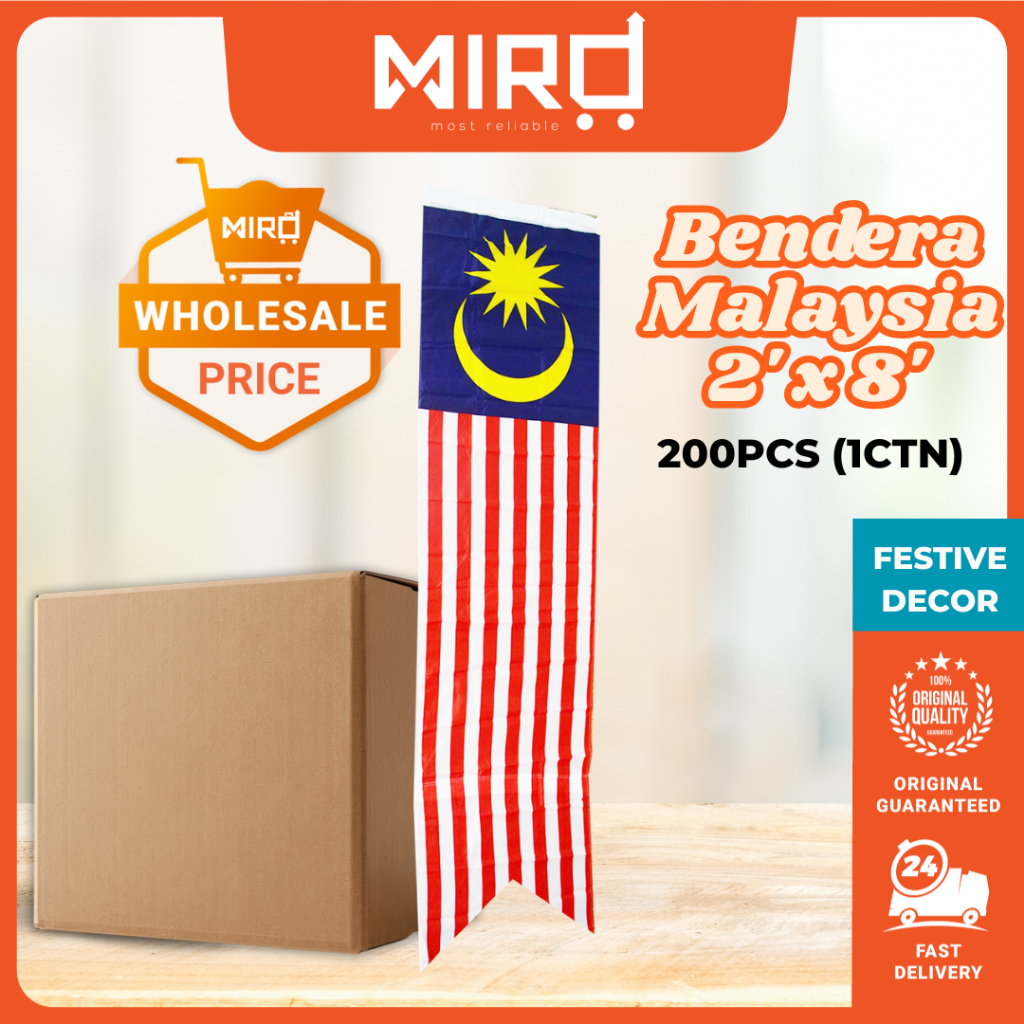 (WHOLESALE) 200pcs Bendera Bunting 2" 8" Fish Flag Menegak Merdeka Hari ...