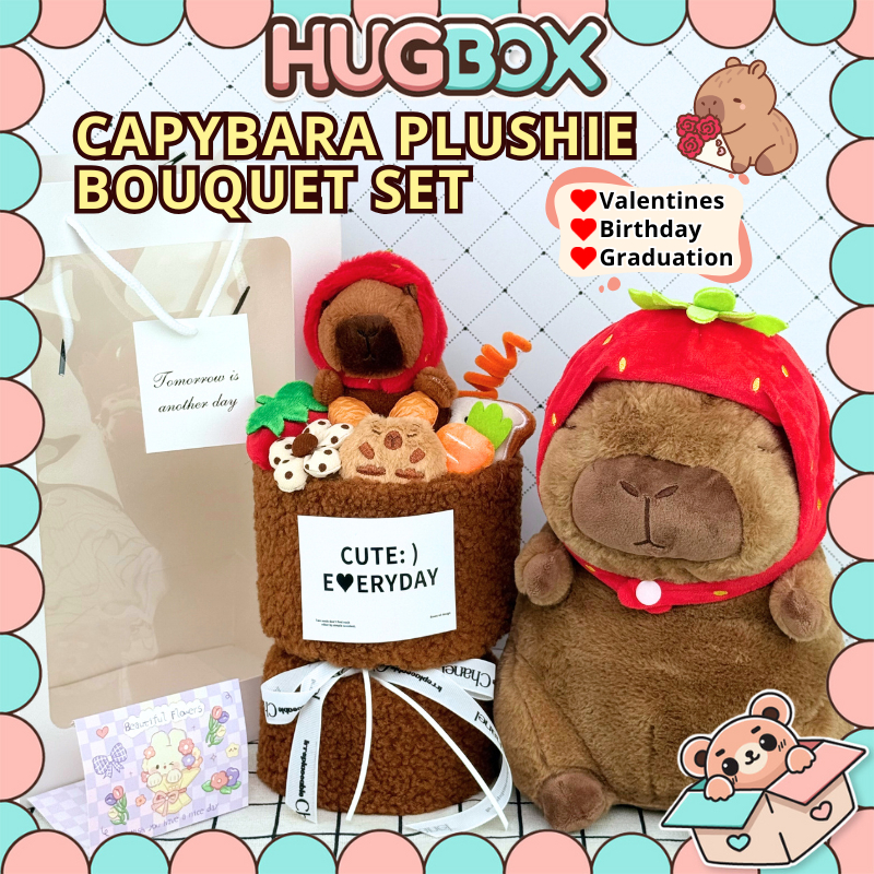 🌈HugBox Capybara Plush Bouquet Gift Set For Woman Birthday Bear Bouquet ...