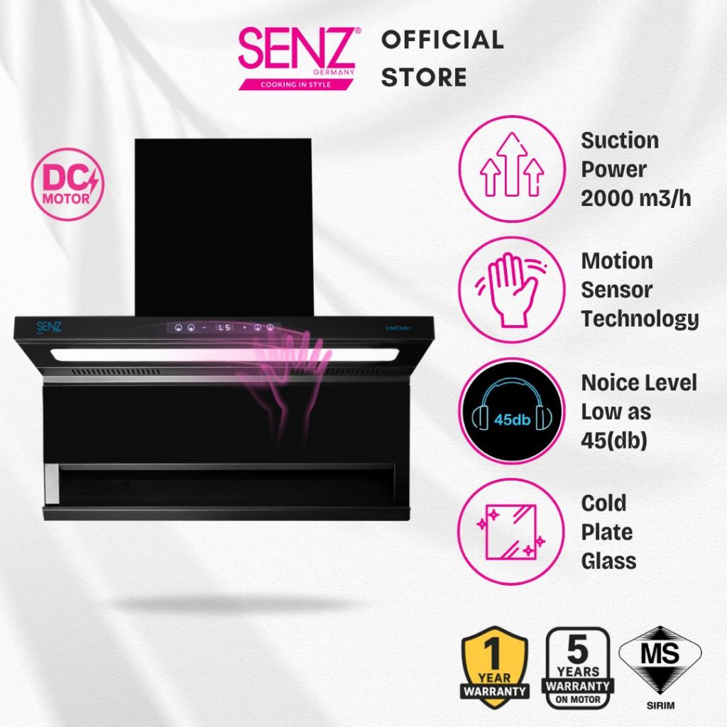 SENZ Adel Compact L Shape Heat Pro intelClean Cooker Hood SZ-CH9560DC ...