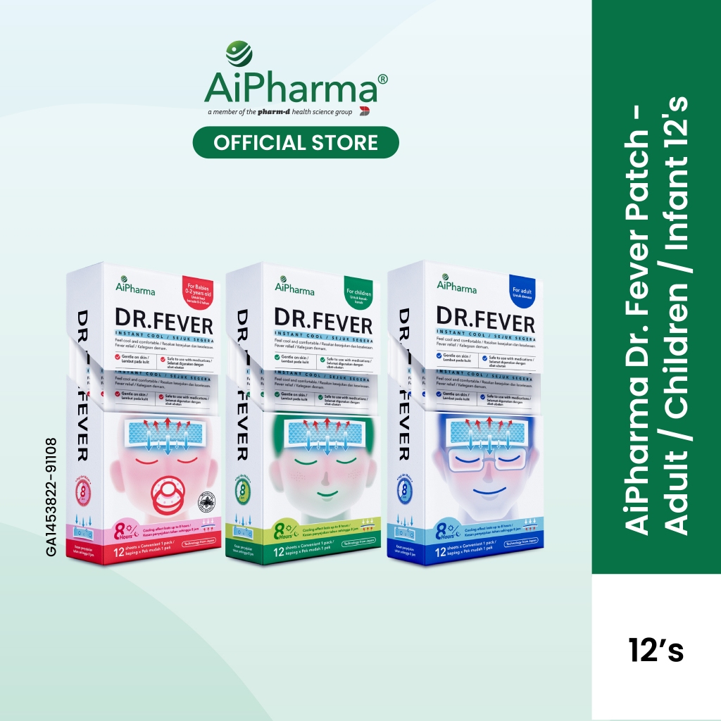 AiPharma DR. FEVER Patch Penurun Demam / DR. FEVER Patch (12's ...