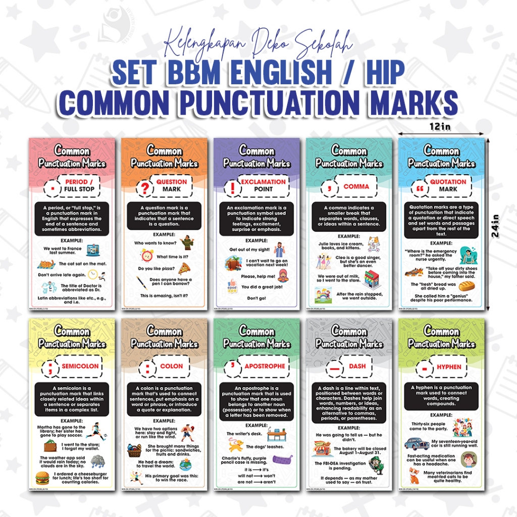 🌻1 DAY SHIP🌻 SET BANNER ENGLISH - COMMON PUNCTUATION MARKS / HIP ...