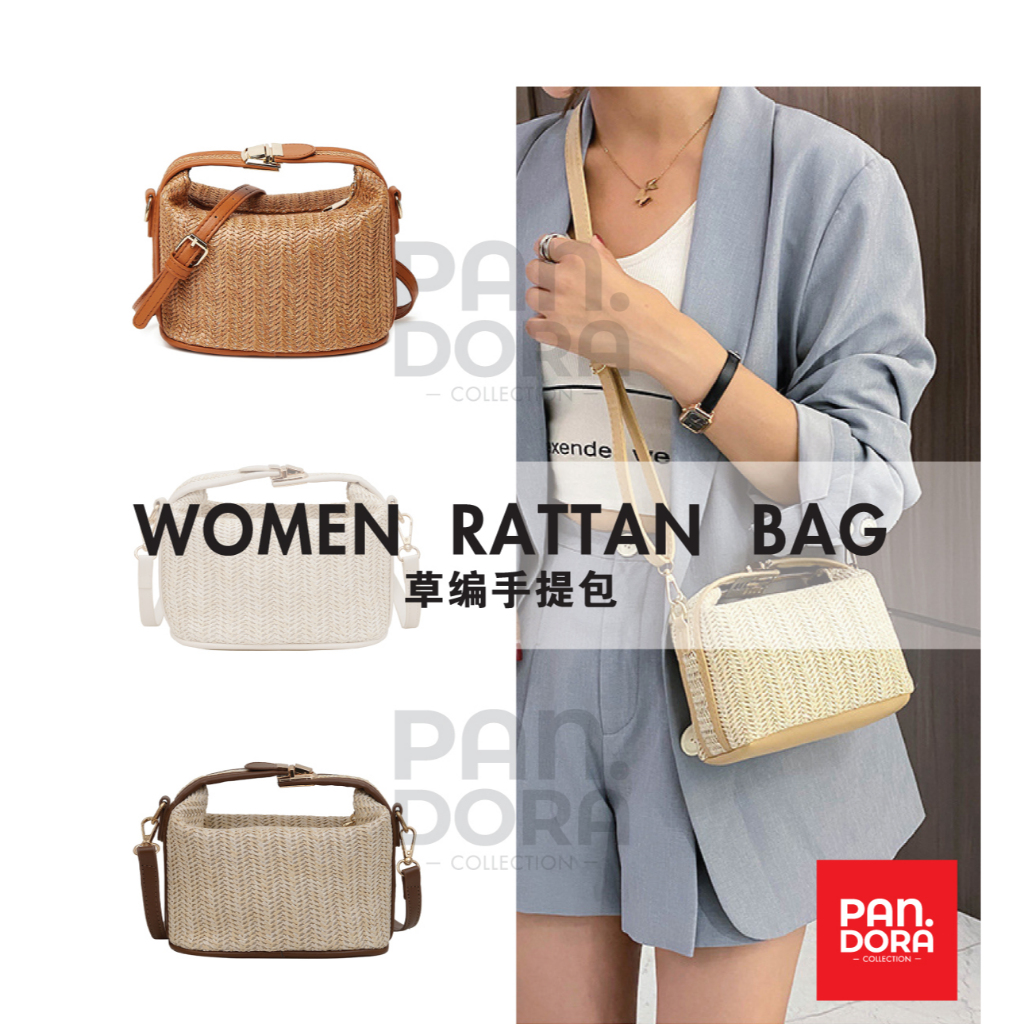 Korean Style Woven Knitted Beg Rotan Woman Rattan Sling Bag Handbag ...