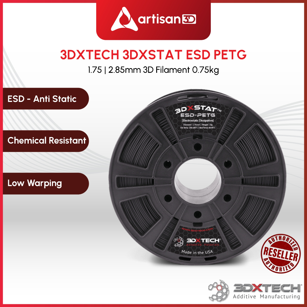 3DXTECH 3DXSTAT ESD PETG FILAMENT | ESD-Safe | 1.75mm | 750gm | FFF ...
