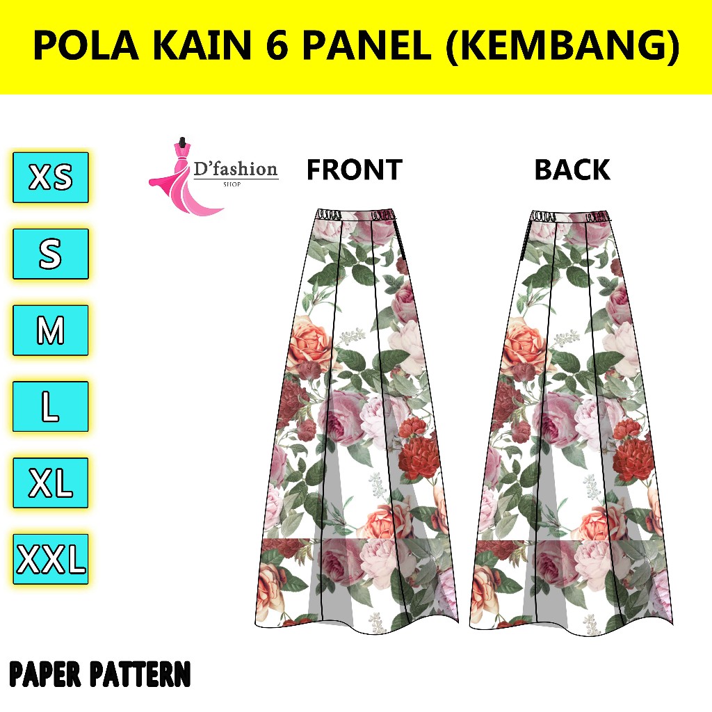 POLA KAIN 6 PANEL (KEMBANG) | Shopee Malaysia