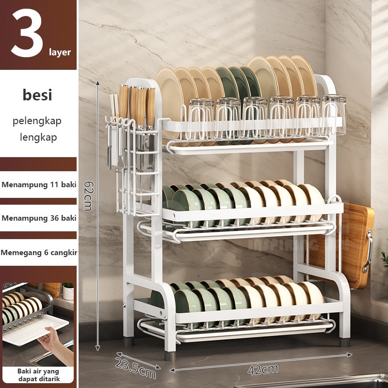 UPGRADE VERSION 2L & 3L Stainless Steel Kitchen Dish Drainer Rack with ...