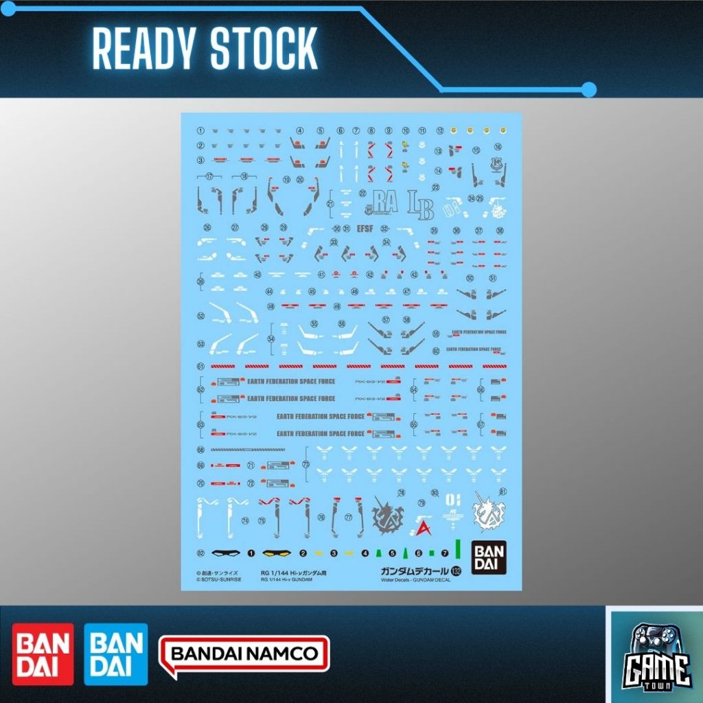 Bandai Water Decals Gundam Decal No.132 for RG 1/144 Hi-Nu Gundam ...