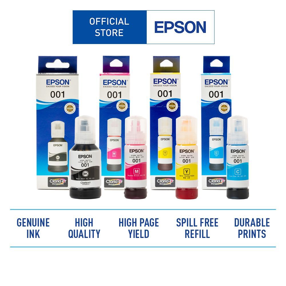 Epson Original 001 Ink Y100 Y200 Y300 Y400 L4150, L4160, L4260, L6160 ...