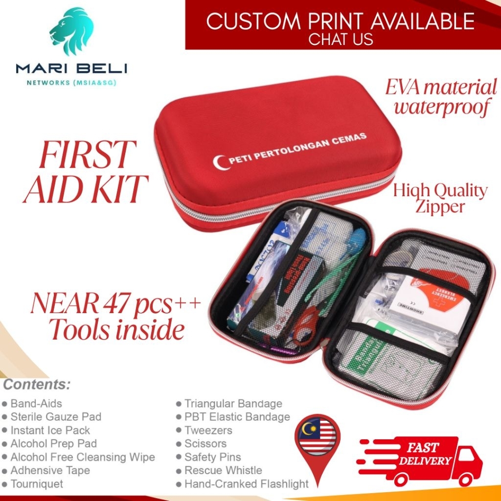 FIRST AID KIT SET (inside NEAR 47 PCS ++ Tools) Material EVA waterproof ...