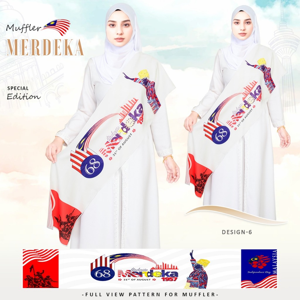 🎀Merdeka 2025 Edition 🎀 Stylish Korean silk Finish Muffler Scarf for ...