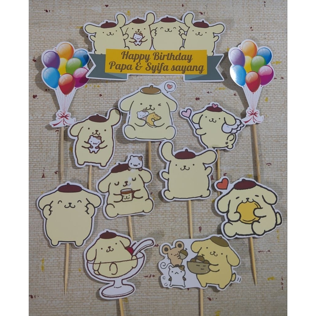 POMPOMPURIN CAKE TOPPER (FREE ADD NAME) | Shopee Malaysia