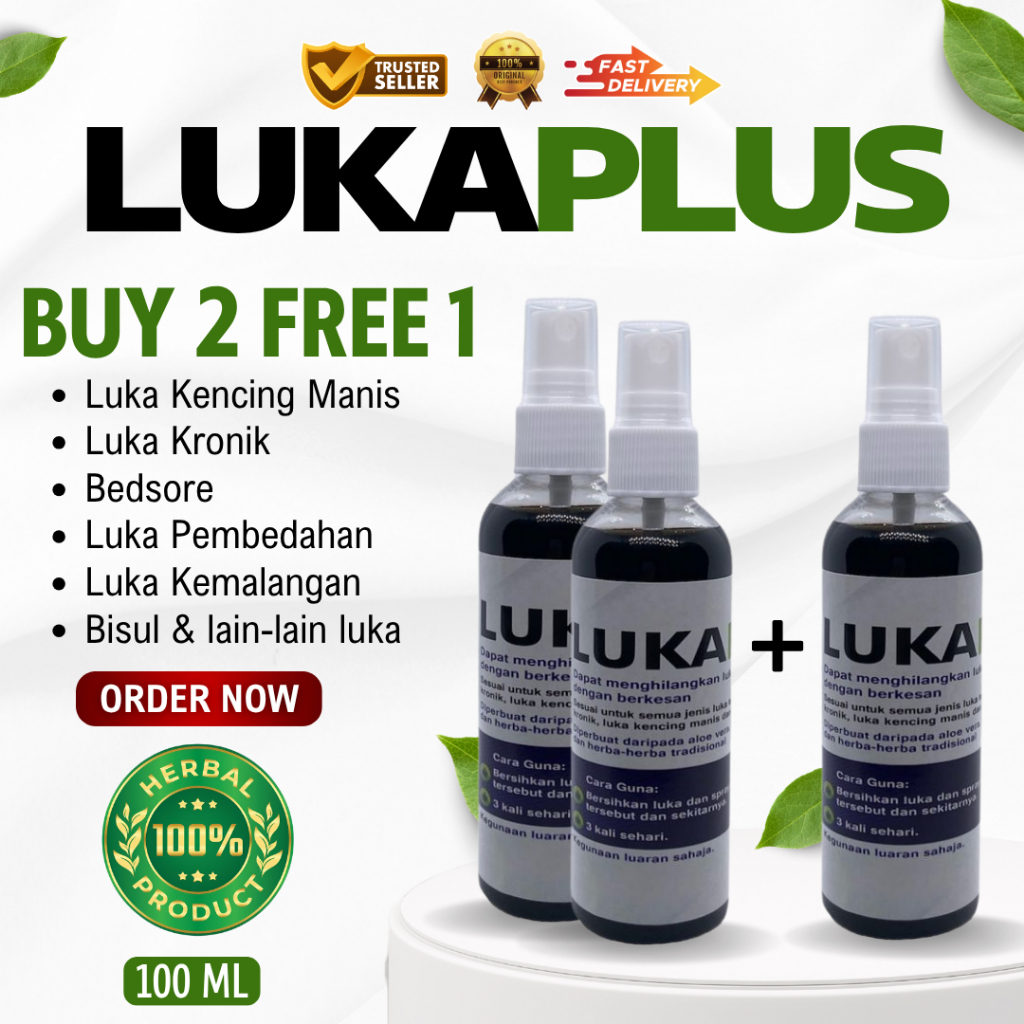 Promosi Pakej Jimat (2+1) LukaPlus 100ml Spray | Luka Kencing Manis ...