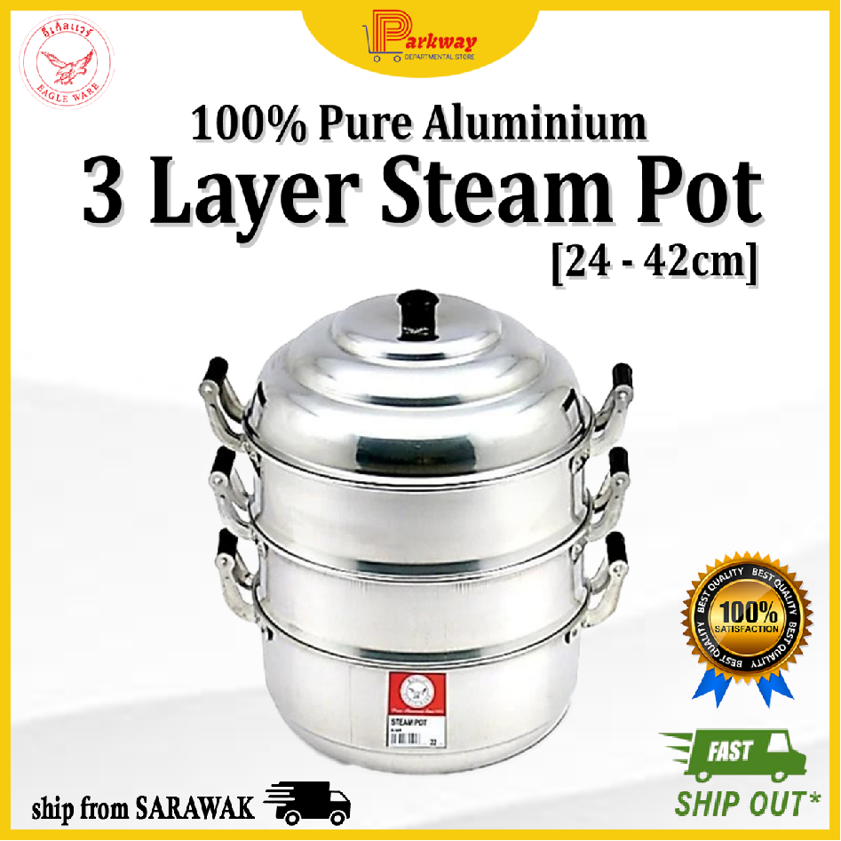 EAGLE ALUMINIUM STEAM POT STAINLESS STEEL 24cm - 42cm 3 LAYER STEAM POT ...