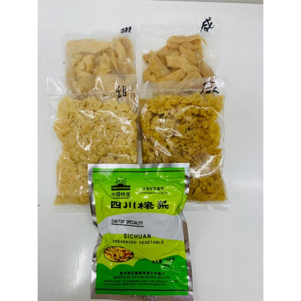 菜圃碎/条（甜，咸），四川榨菜条（宝马牌）SICHUAN PRESERVED MUSTARD TUBER 100G / CAI PU ...