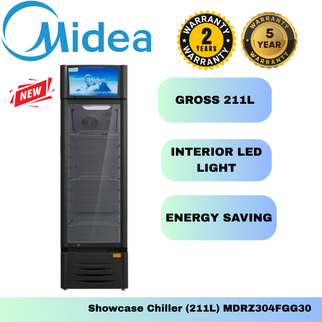 Midea Chiller Showcase (211L) MDRZ304FGG30 211L Gross Capacity | Shopee ...