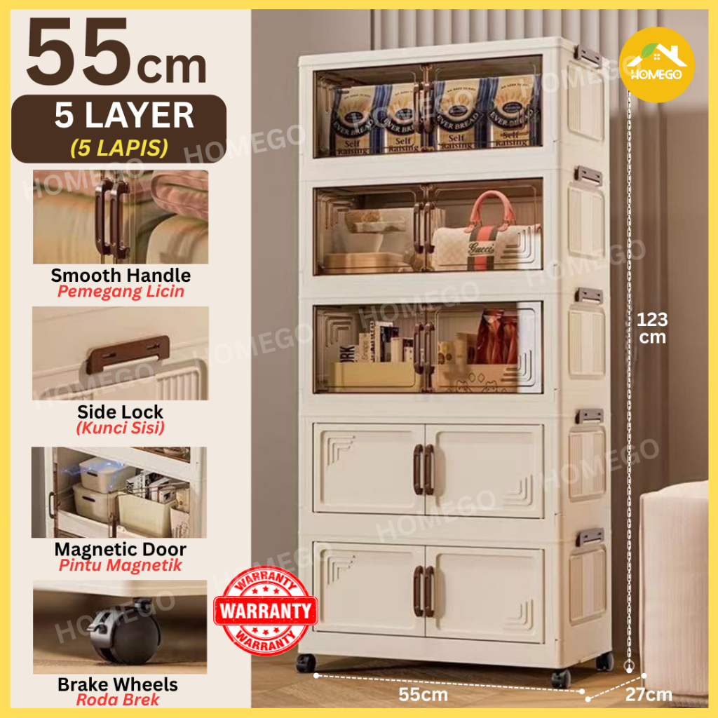 L50cm 5 Layer Foldable Wardrobe Almari Baju Multipurpose Storage ...