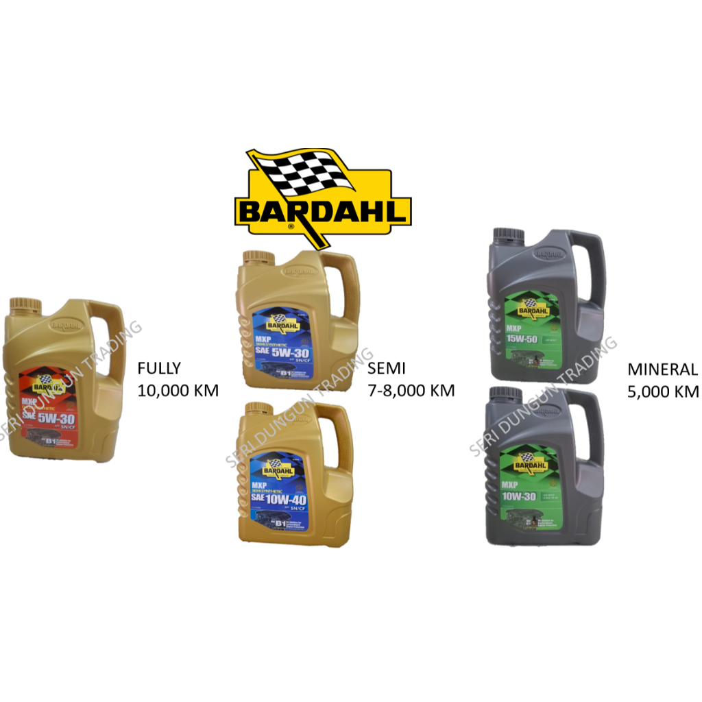 BARDAHL MINYAK ENJIN MXP 5W30 4L FULLY 5W30 & 10W40 4L SEMI 10W30 (3 QUARTS) 15W50 (4L) MINERAL ...