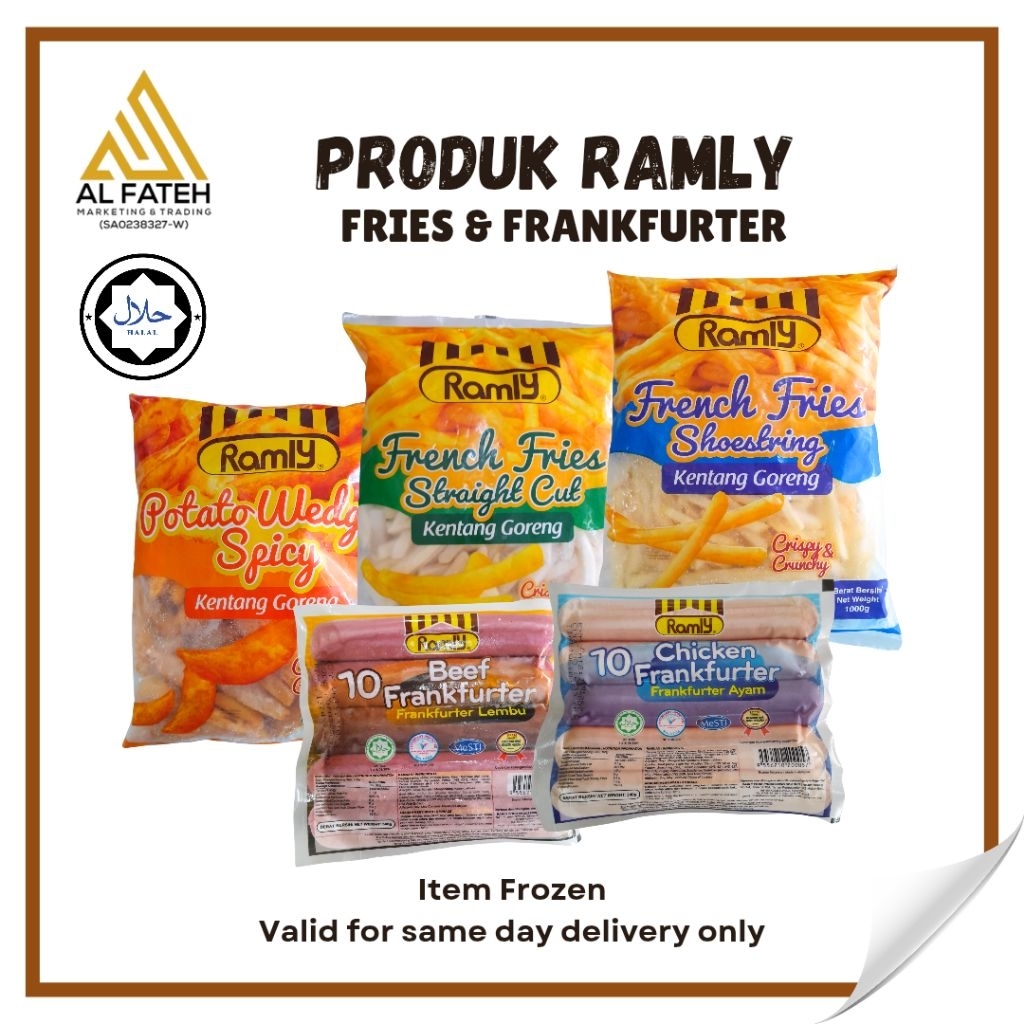[ITEM FROZEN] Produk Ramly Frankfurter Ayam and Daging, Fries ...