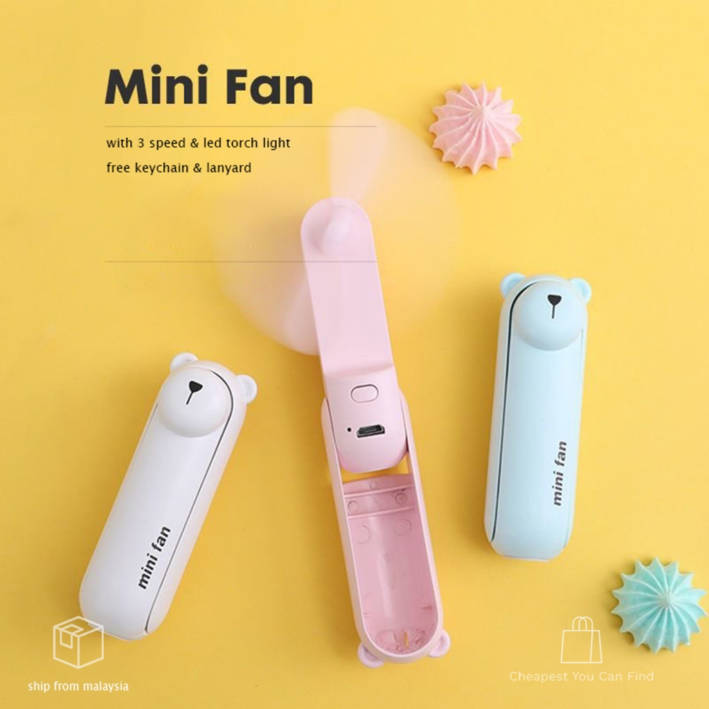 CYCF Macaron Color Portable Mini Travel Fan & Power Bank 2000mAH/Kipas ...
