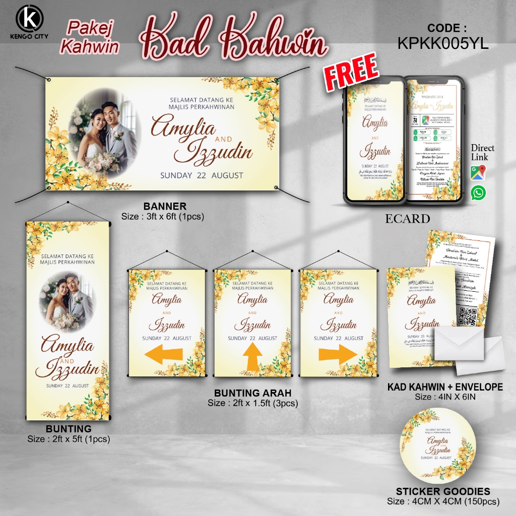 Pakej Murah - Kahwin Banner / Bunting / Penunjuk Arah / Kad Kahwin ...