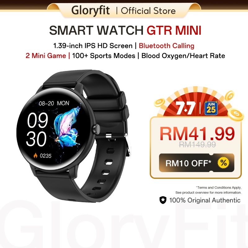 Gloryfit GTR Mini Jam Smart Watch 100+ Sports Modes Voice Assistant ...