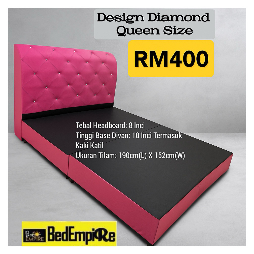 Katil Divan Queen “DESIGN DIAMOND” (Tanpa tilam ) - Direct kilang ...