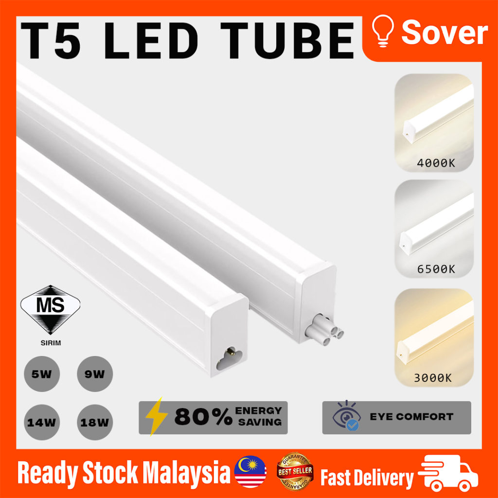 SOVER [SIRIM] High Grade T5 Led Tube Fitting 1 Feet - 4 Feet 6500K ...