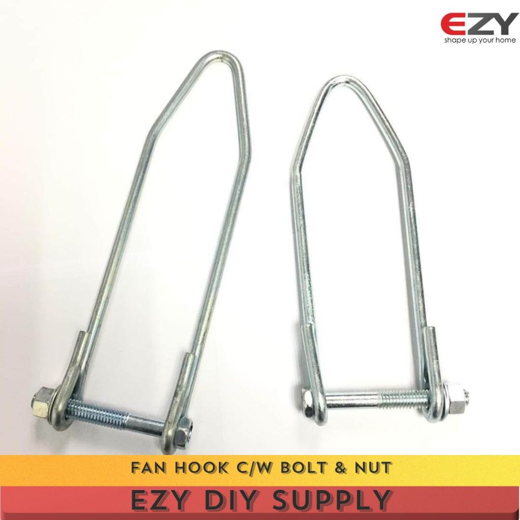 (1PCS) Fan Hook c/w Bolt & Nut/ Ceiling Fan Hook (Untuk Ikat Kayu ...