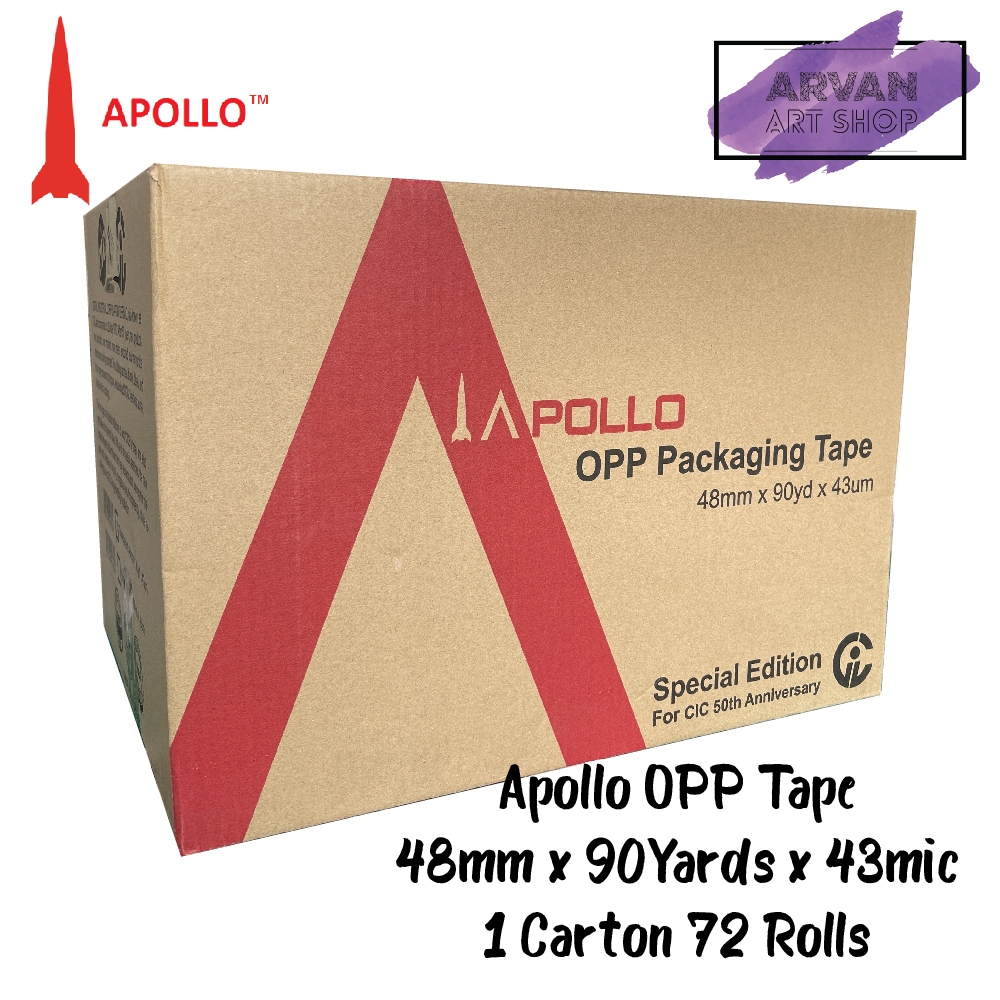 Apollo OPP Adhesive Transparent Packaging Tape (48mm x 90Yards x 43mic ...