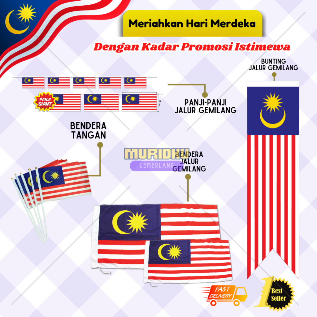 BENDERA JALUR GEMILANG BENDERA TANGAN,PANJI, BUNTING - HARI MERDEKA ...