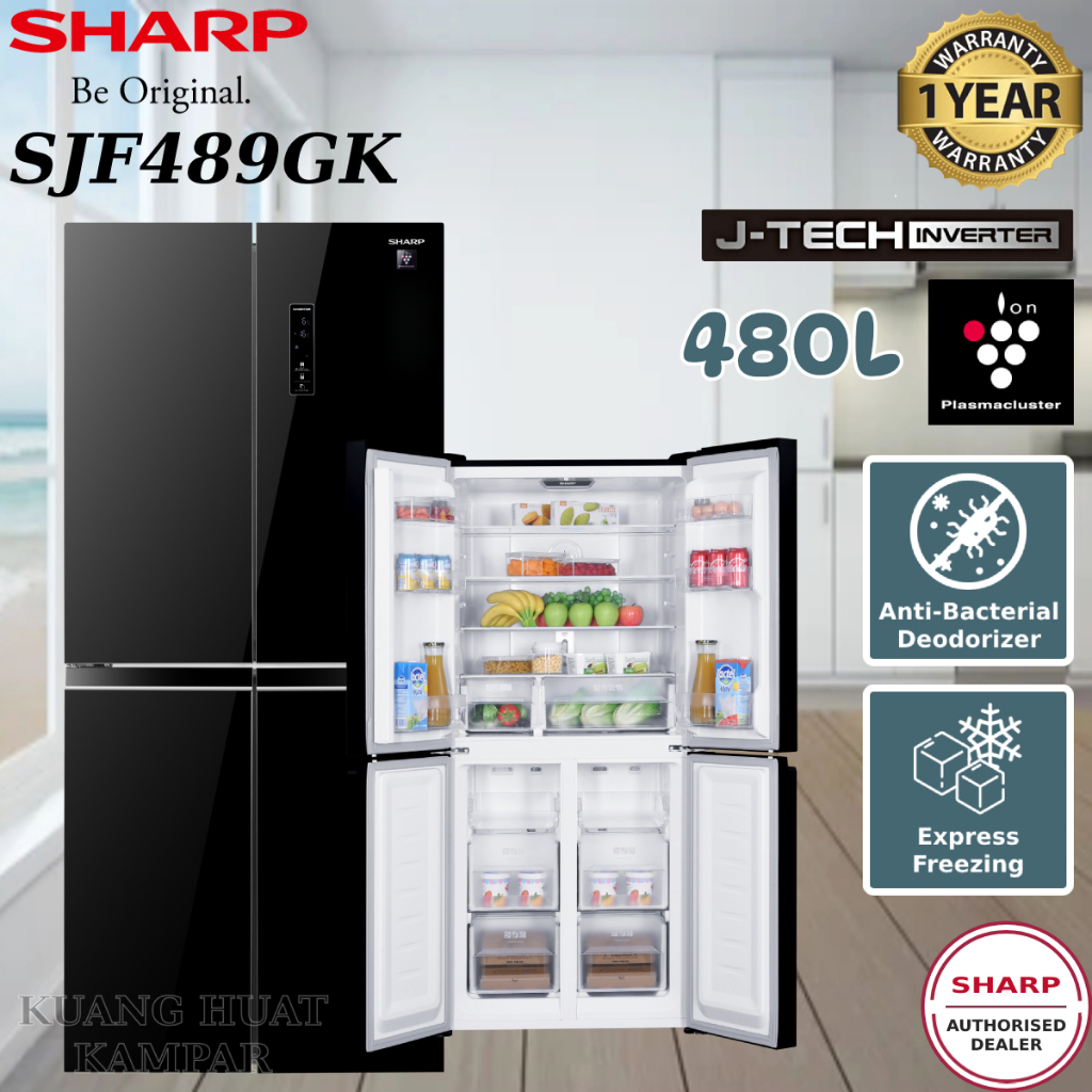 SHARP 480L 4 DOOR INVERTER TECHNOLOGY REFRIGERATOR SJF489GK ...