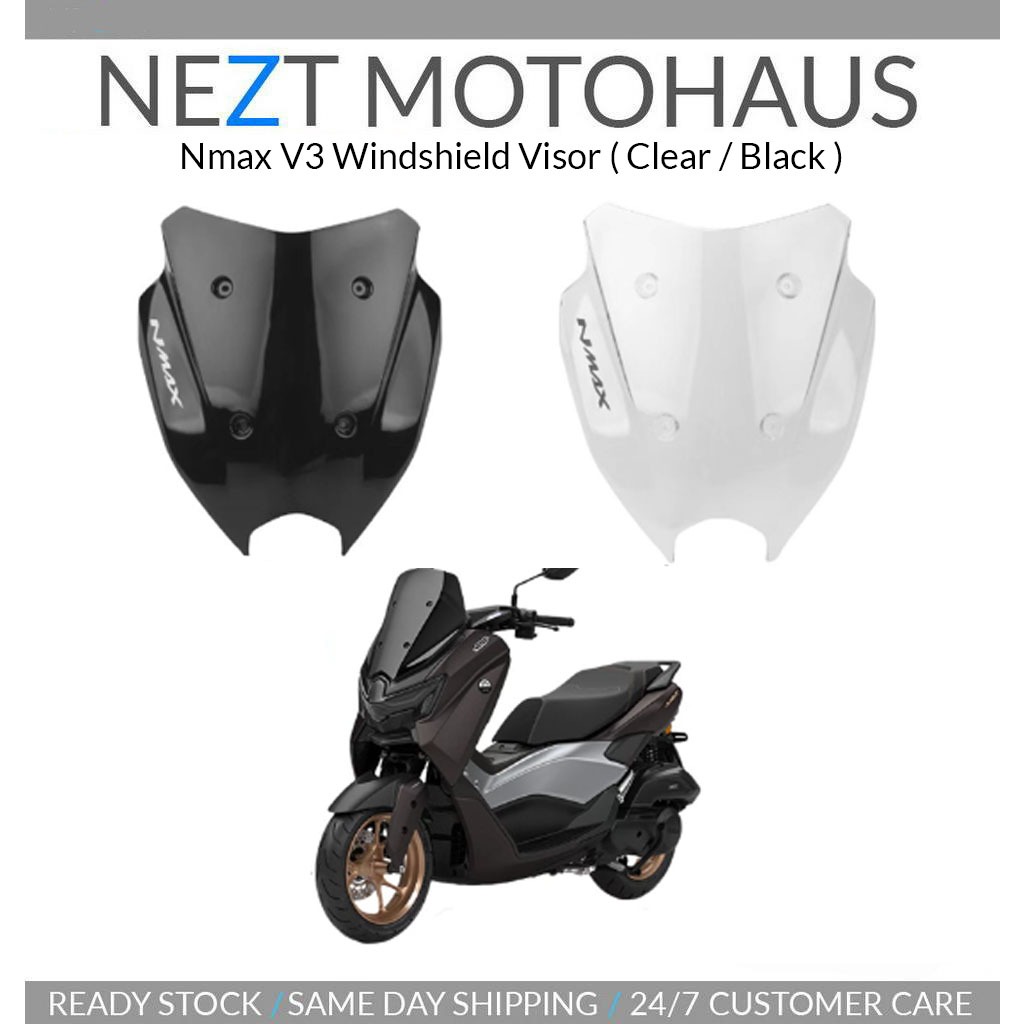 Nmax V3 Windshield Short Visor ( Clear / Black ) / Tall Visor ( Clear ...