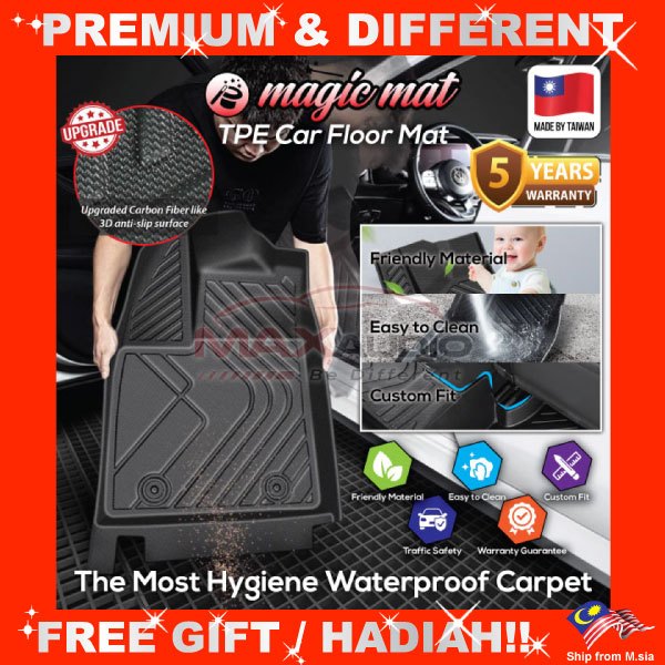 3D TPE Rubber MAGIC MAT Hygiene Waterproof Non-Slip Custom Fit Easy ...