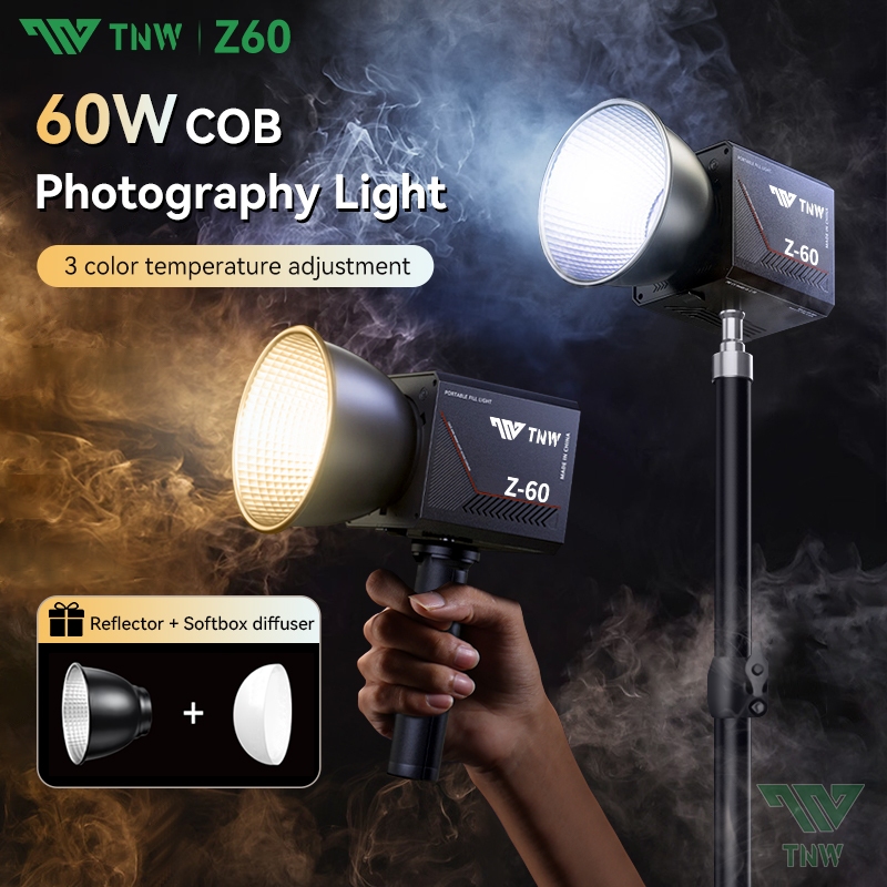 TNW Z60 60W COB LED Video Light 2500K-7500K Outdoor Studio Light with ...