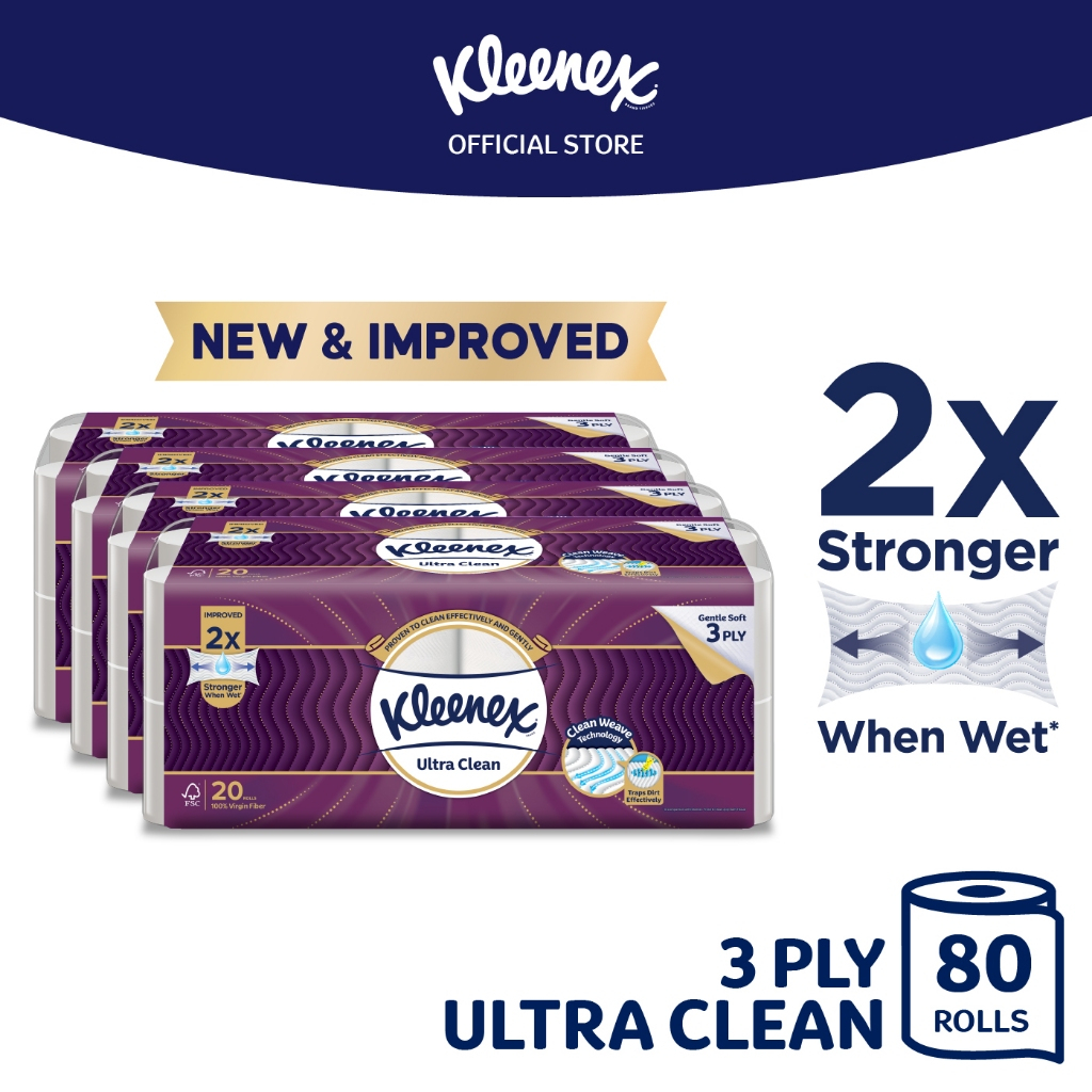 Kleenex Ultra Soft Toilet Tissue 3 ply Ultra Clean - Strong & Absorbent ...