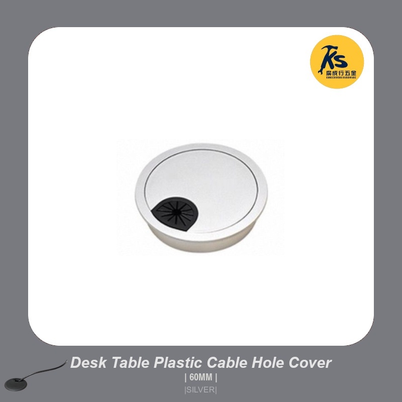 60MM Desk Table Plastic Cable Hole Cover Gromet ( SILVER ) | Shopee ...