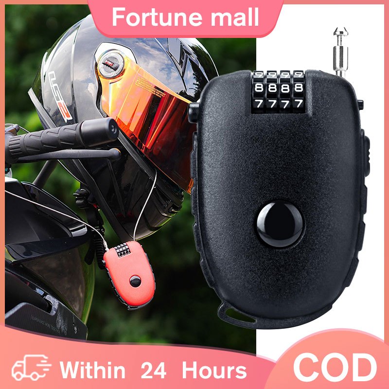 Portable Cable Lock Telescopic Motorcycle Helmet Lock Code Anti-theft ...