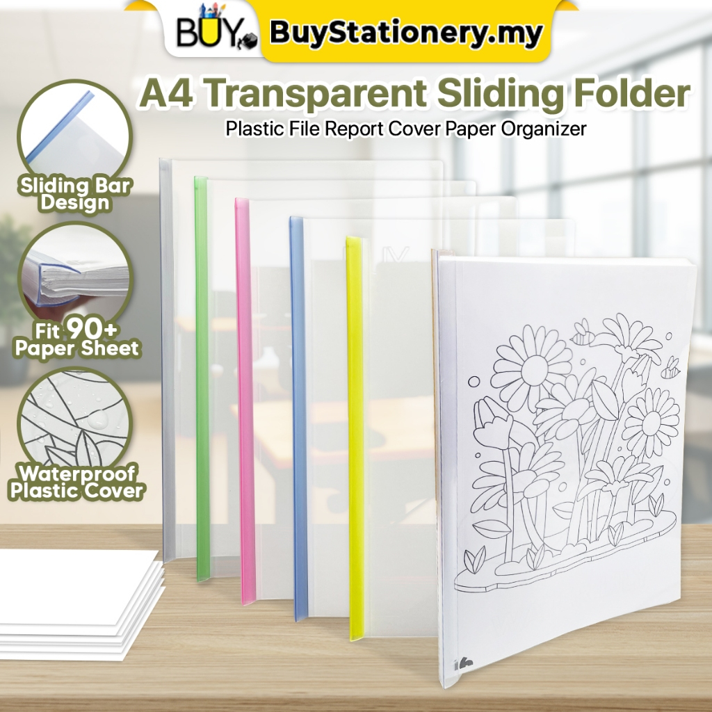 A4 Fail Plastik Sliding File Folder Paper Organizer -(PCS) Fail Sijil ...